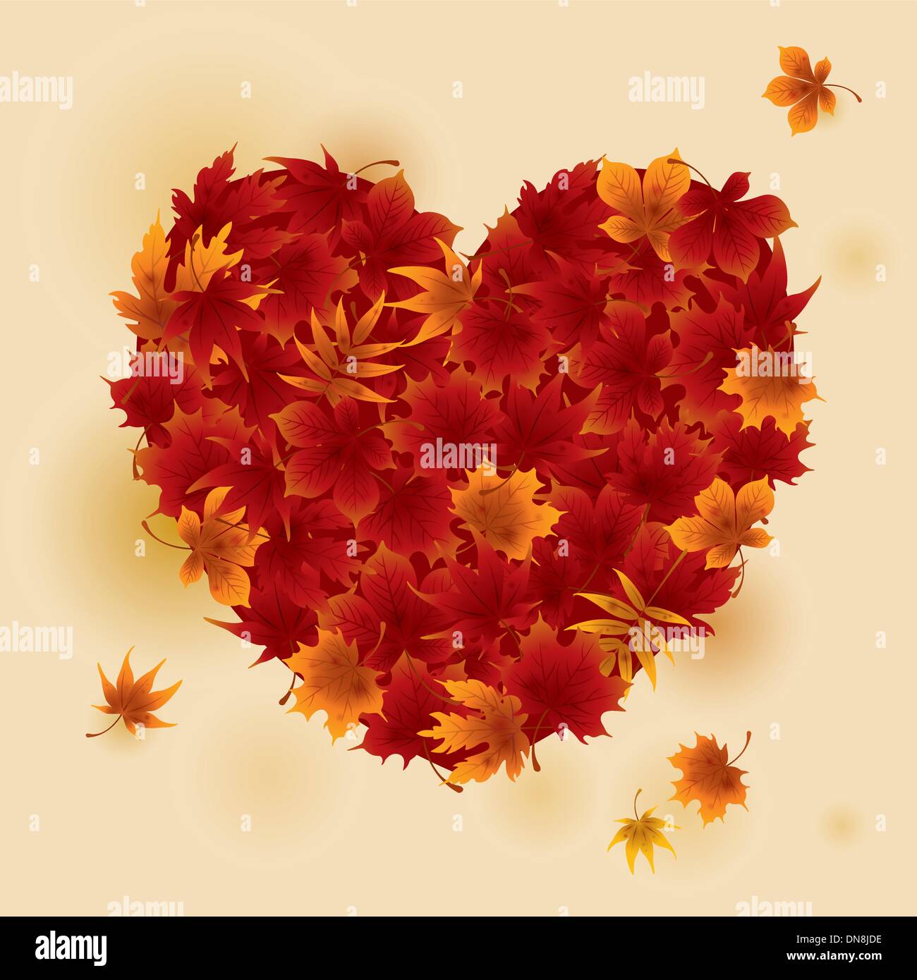 Autumn Red Maple Leaves Heart Stock Vector Image & Art - Alamy