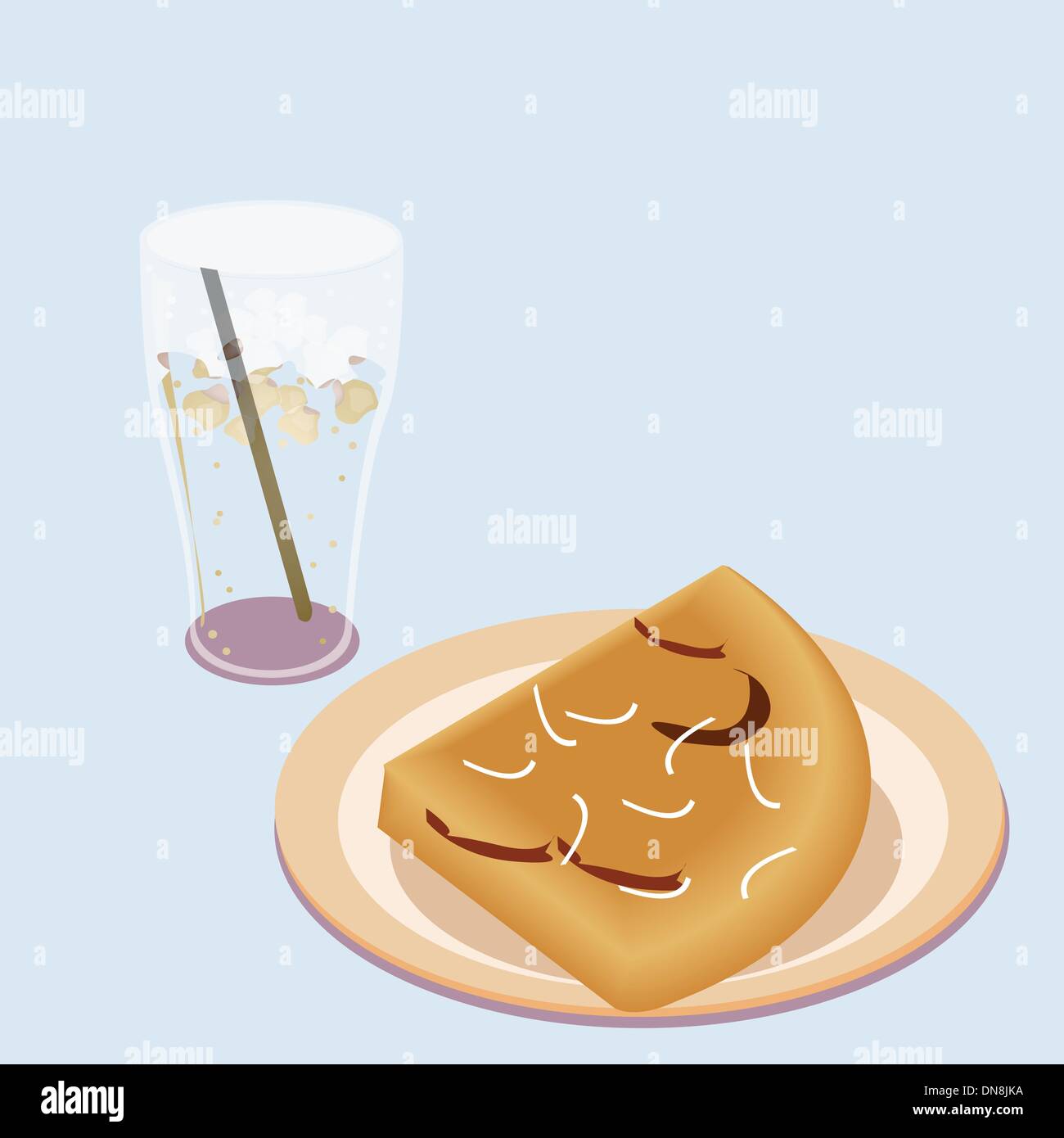Delicious Sliced Pizza on Dish with Lemon Iced Tea Stock Vector Image ...