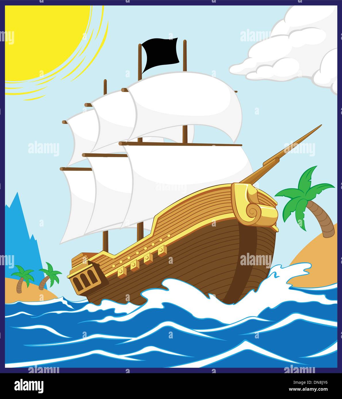 Boat on sea shore Stock Vector Images - Alamy