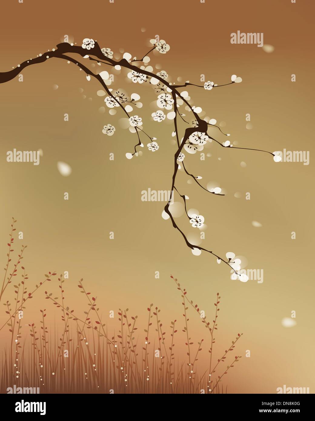 Plum blossom white tree Stock Vector Images - Alamy