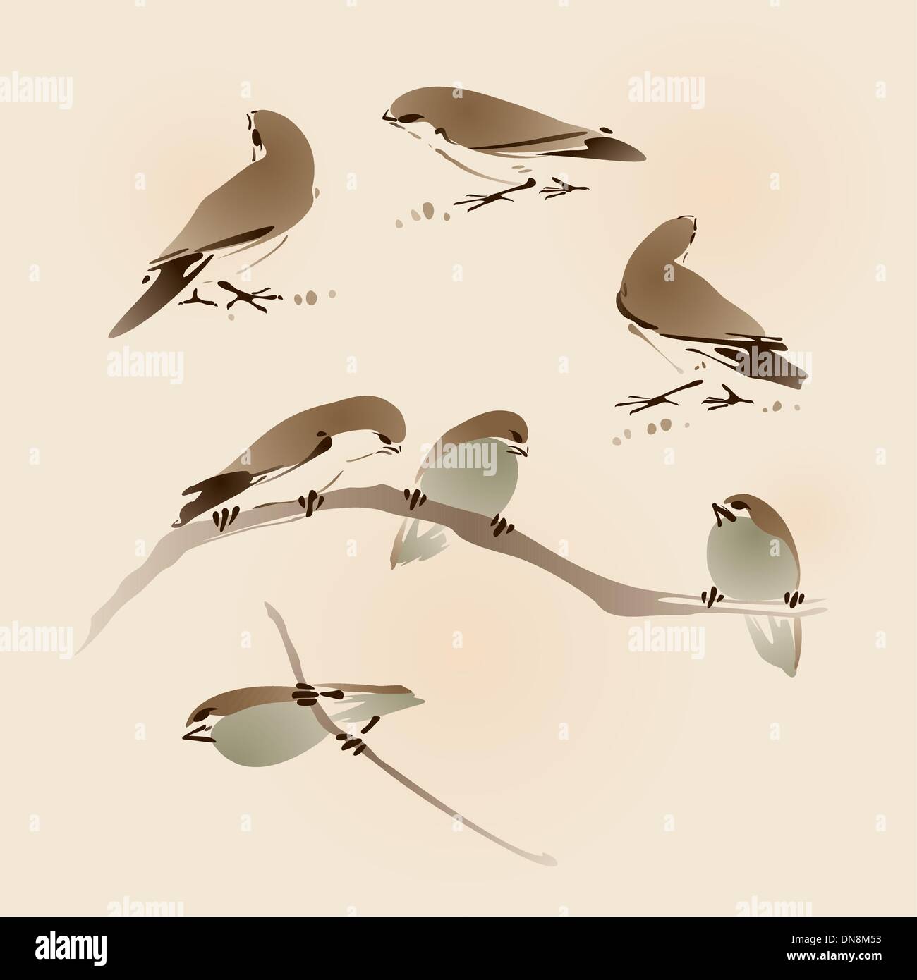 Ink painting china Stock Vector Images - Alamy