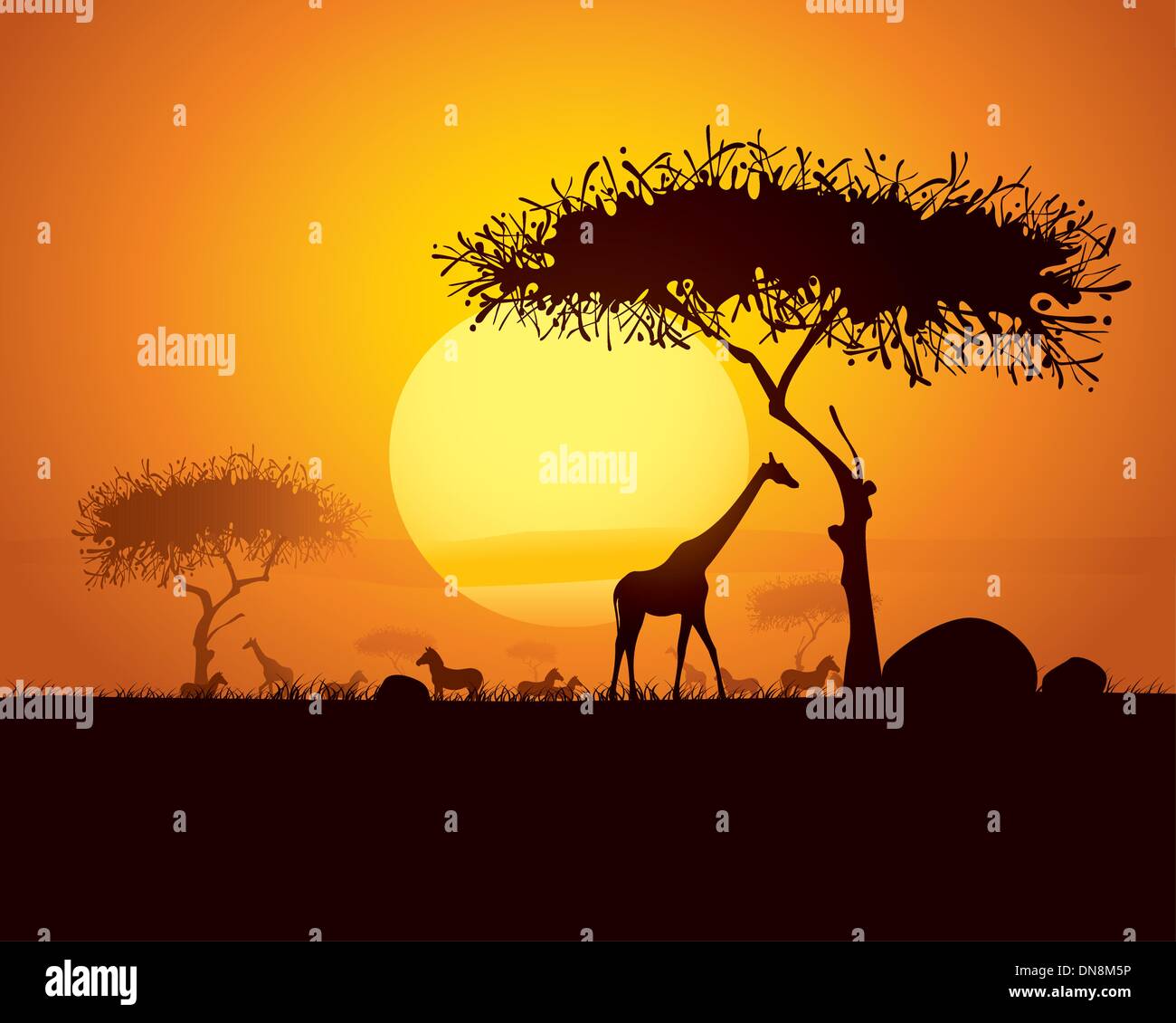 Sunset in space Stock Vector Images - Alamy