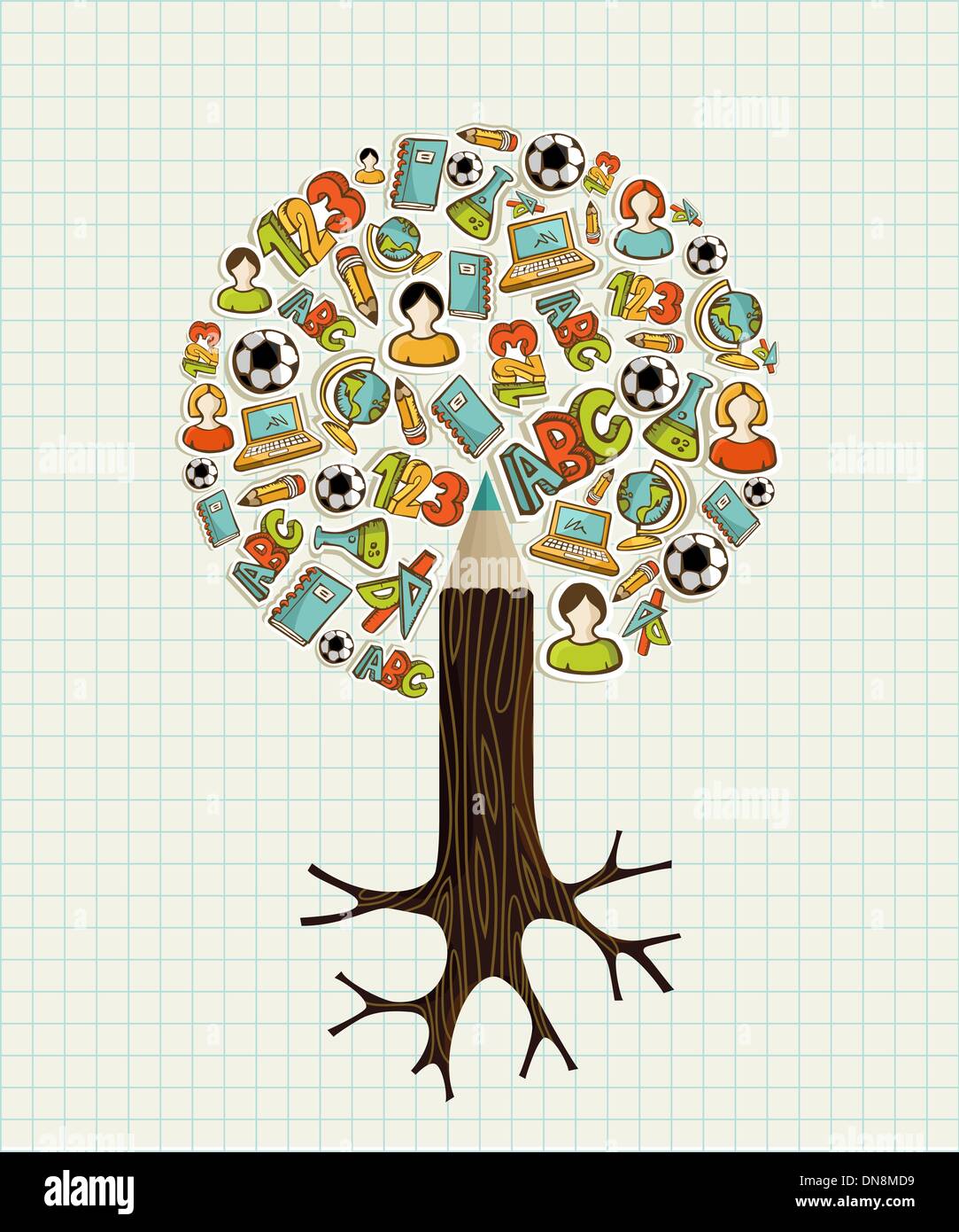 Education icons tree hi-res stock photography and images - Alamy