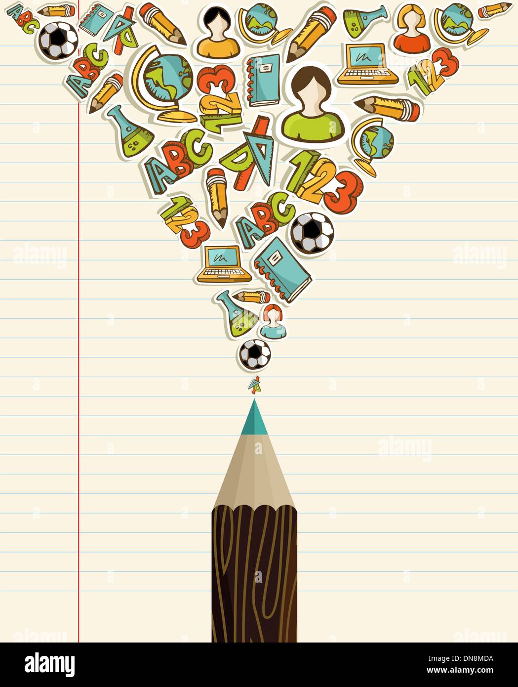 Cartoon girl book pencil Stock Vector Images - Alamy