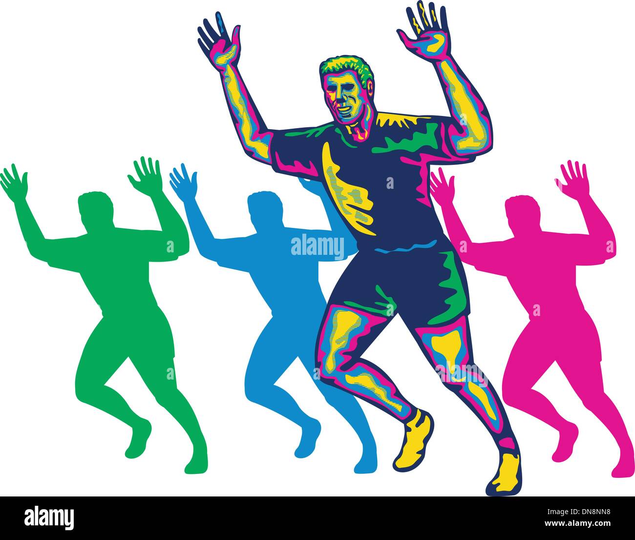 Happy Marathon Runner Running Retro Stock Vector Image & Art - Alamy