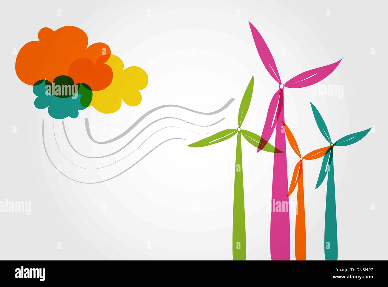 Colorful wind mills and clouds Stock Vector Image & Art - Alamy