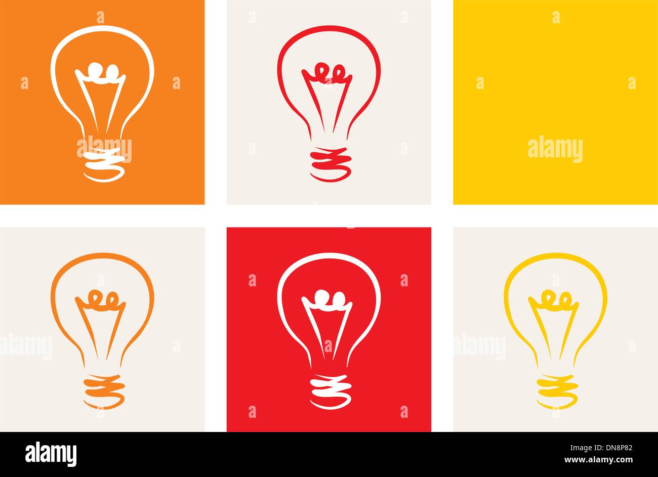 Light bulb vector icon set - hand drawn colorful doodle collection ...
