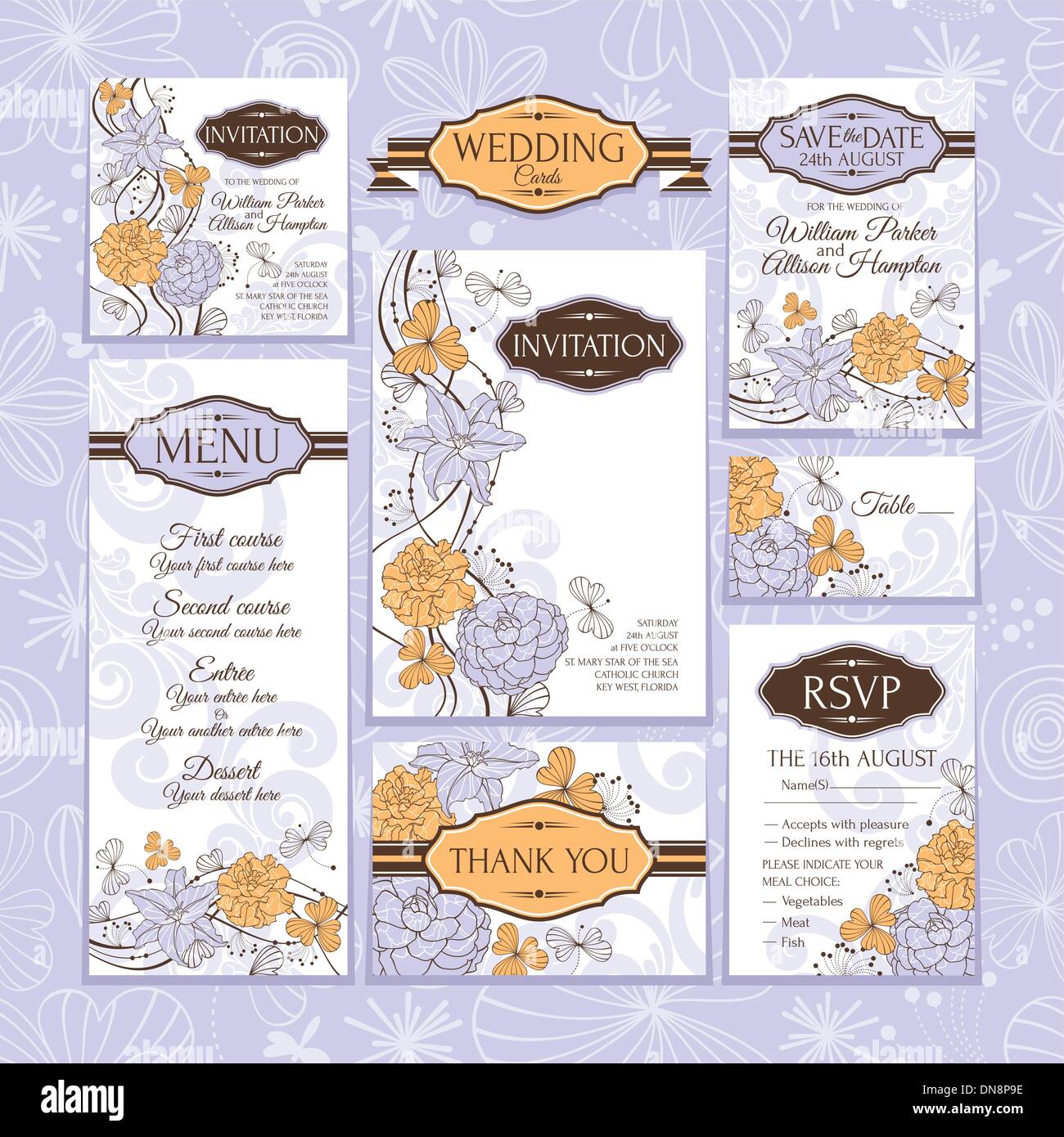 Set of wedding cards Stock Vector Image & Art - Alamy