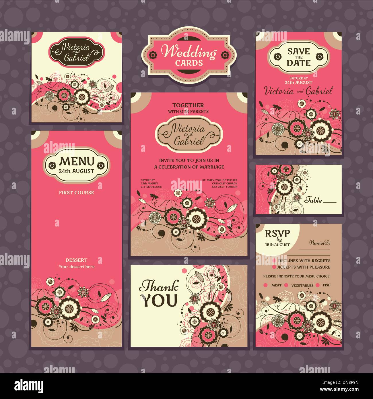 Wedding invite invitation menu Stock Vector Images - Alamy
