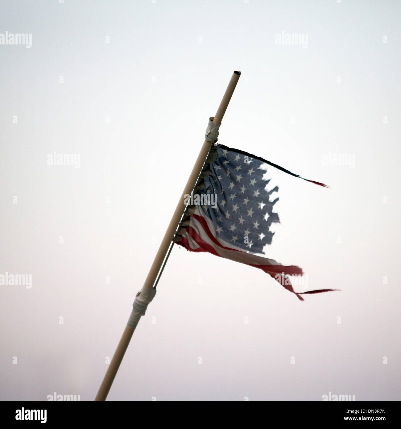 Torn American Flag on flag pole Stock Photo - Alamy