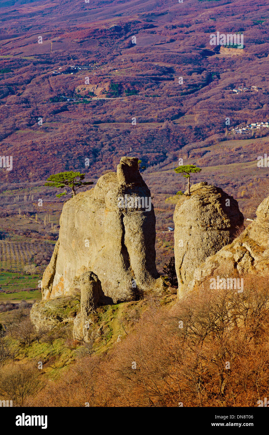 Autumn landscape with rocks and valley Stock Photo - Alamy