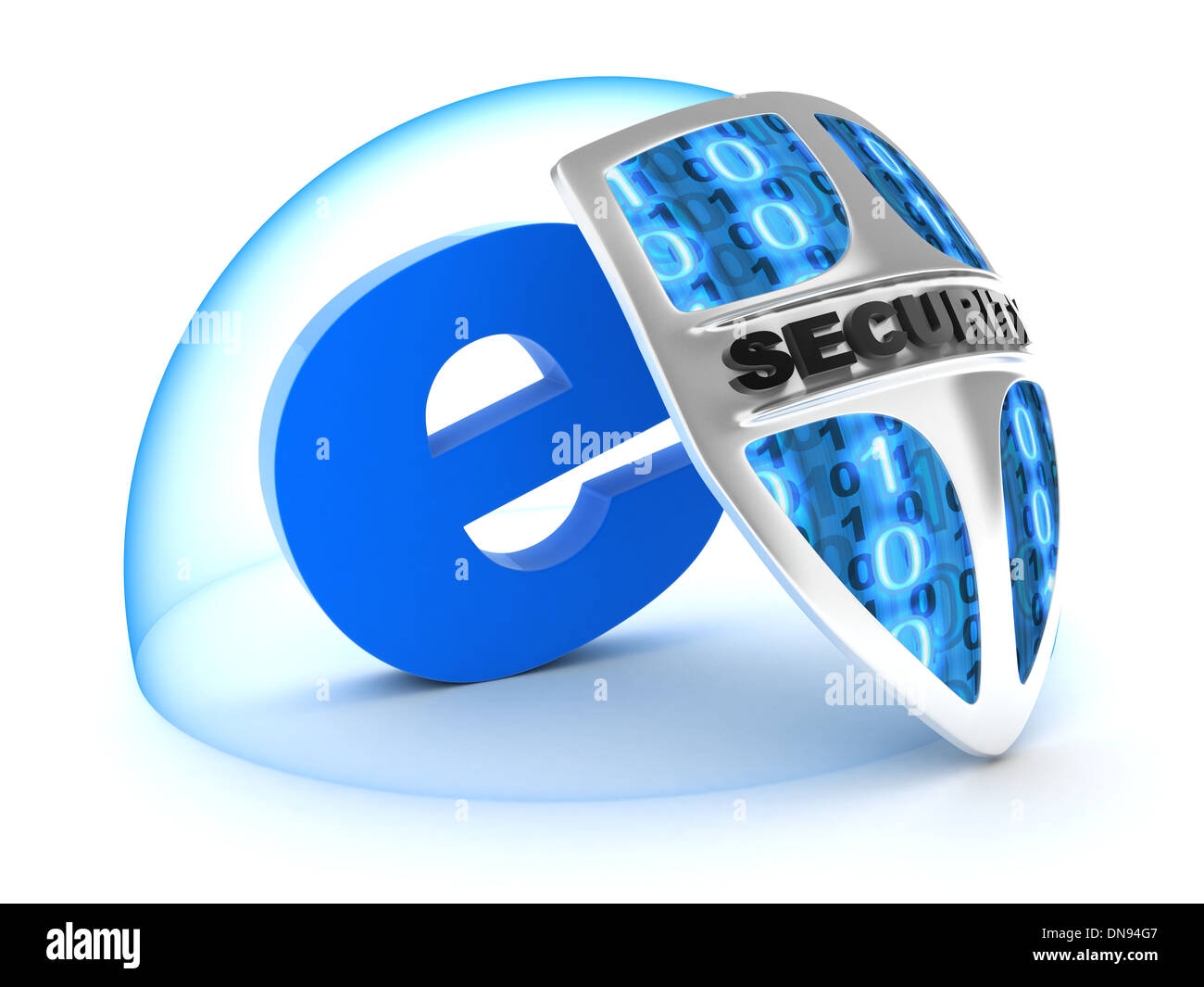E and shield (done in 3d Stock Photo - Alamy