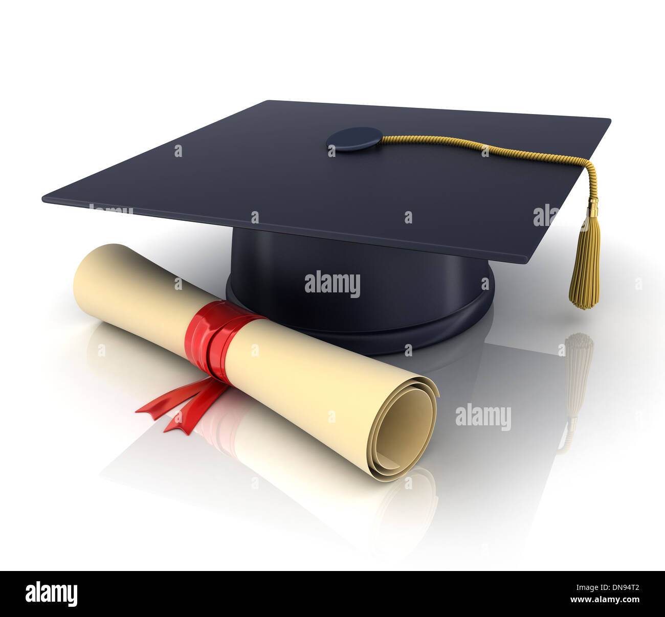 trencher-cap and diploma (done in 3d Stock Photo - Alamy