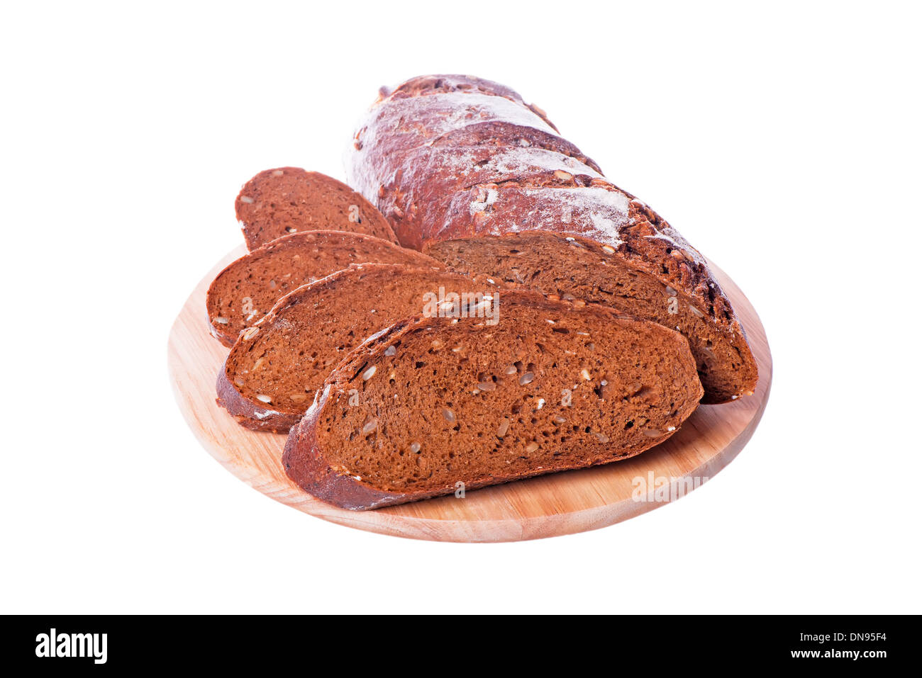 Fresh whole grain bread cut in half isolated on white background Stock ...