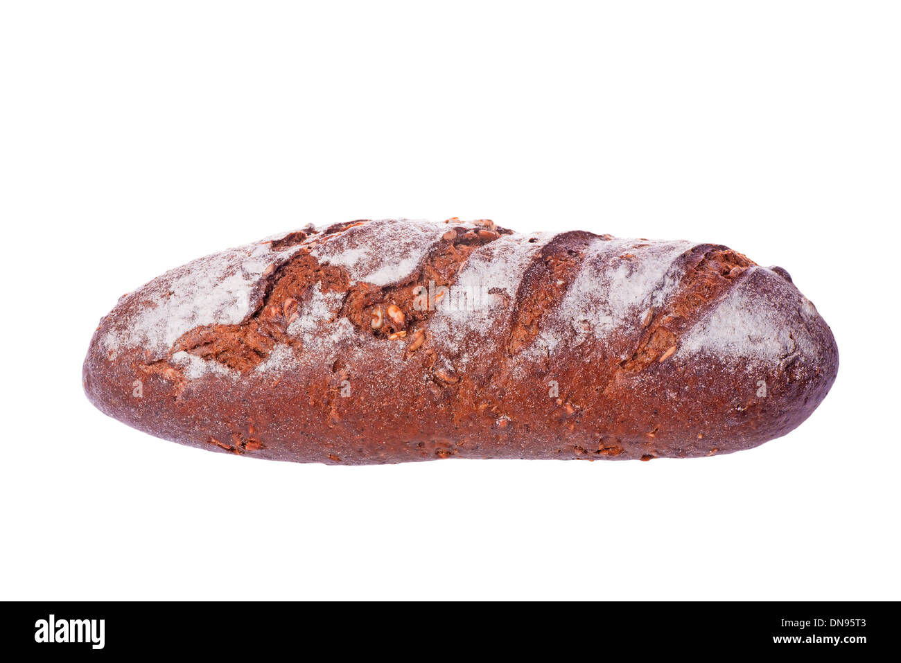 Fresh whole grain bread cut in half isolated on white background Stock ...