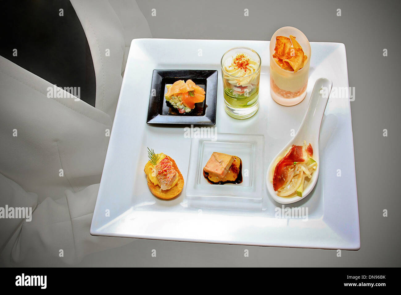 Catering waiter with canapes on a plate Stock Photo - Alamy
