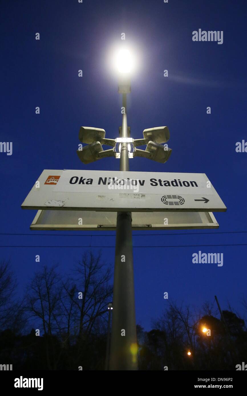 Frankfurt, Germany. 20th Dec, 2013. The tram stop at the soccer stadium ...
