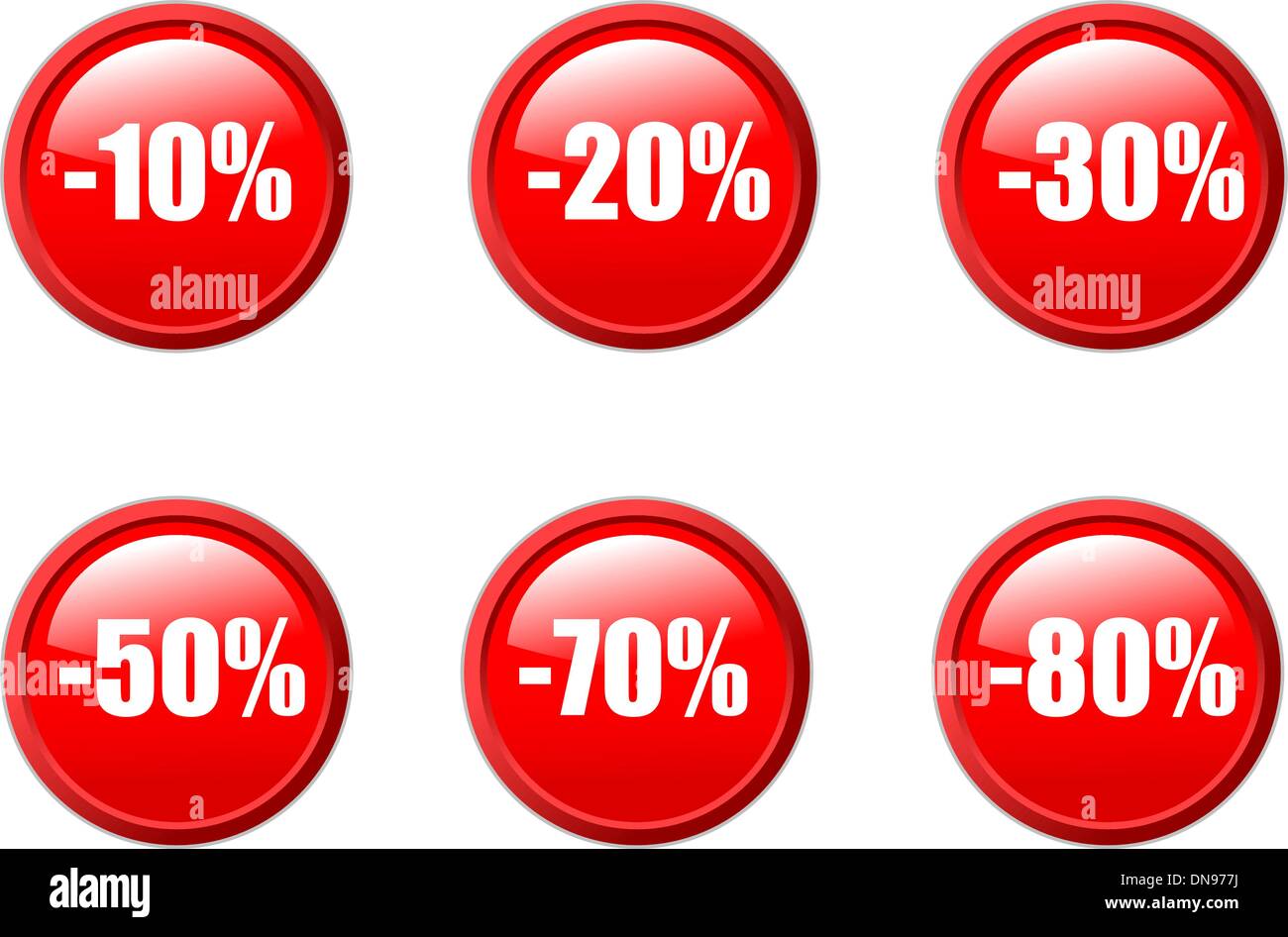 Set of vector aqua style sales discount buttons in red Stock Vector ...