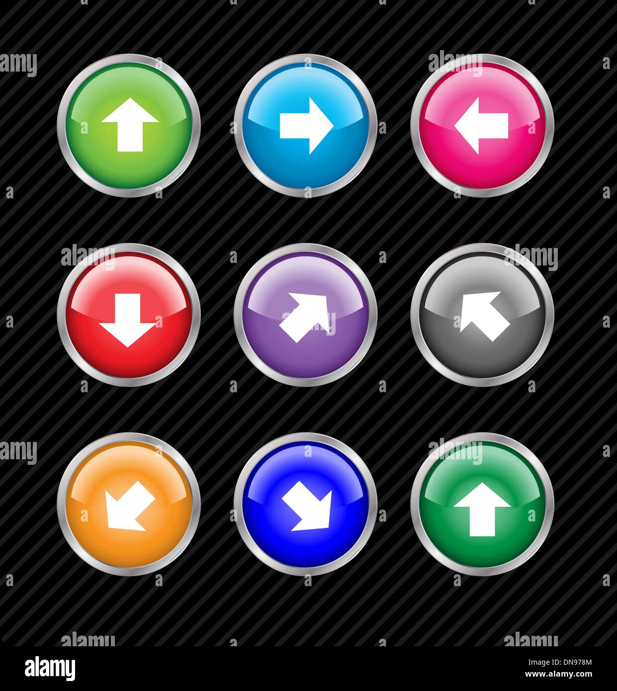 Collection of vector colored buttons with arrows for different d Stock ...