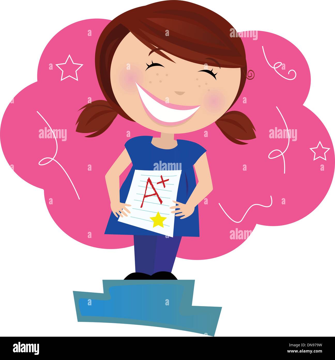 Back to school: Happy small child dreaming about good grades Stock ...