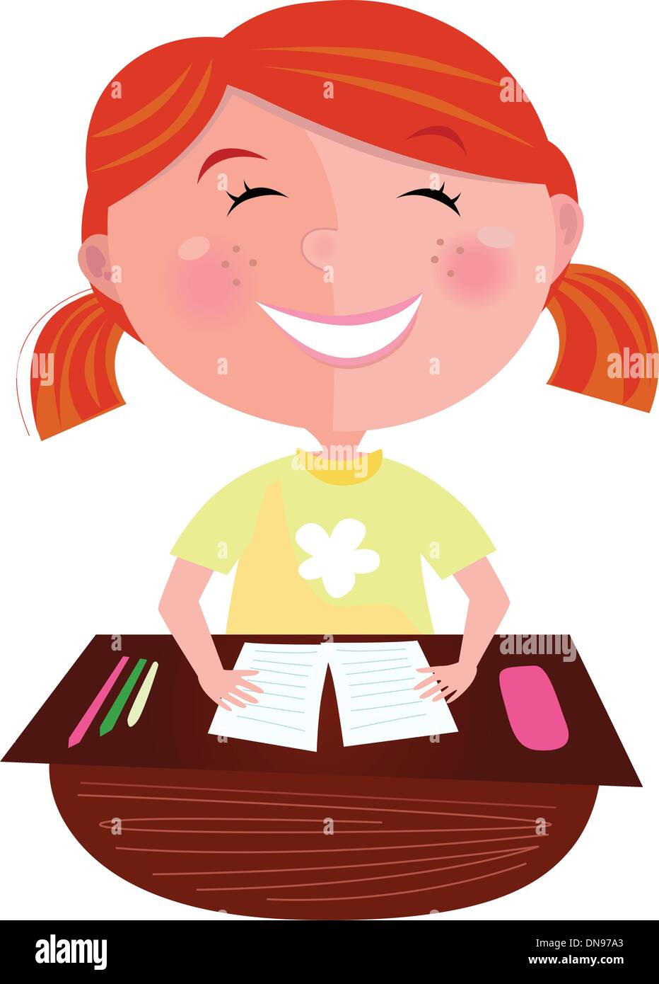 Red hair girl in classroom Stock Vector Images - Alamy