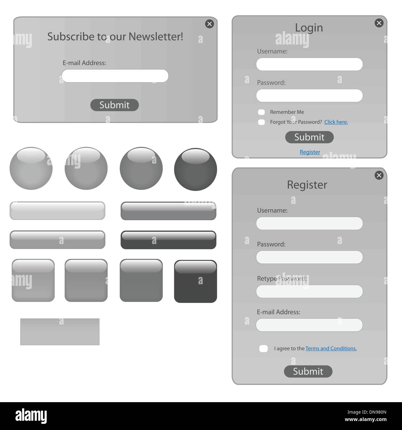 Grey Web Template Stock Vector Image & Art - Alamy