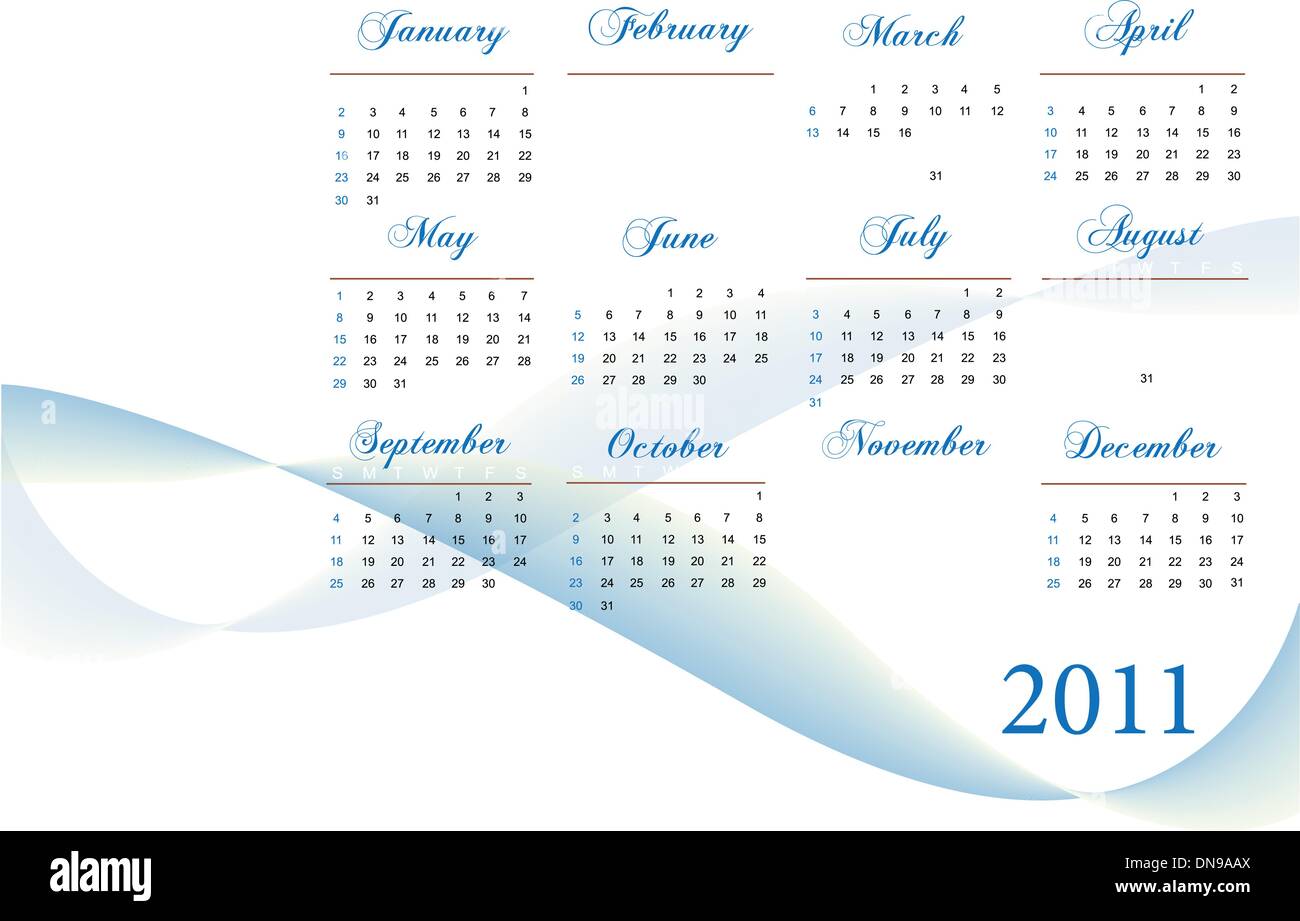 October 2011 calendar Stock Vector Images - Alamy