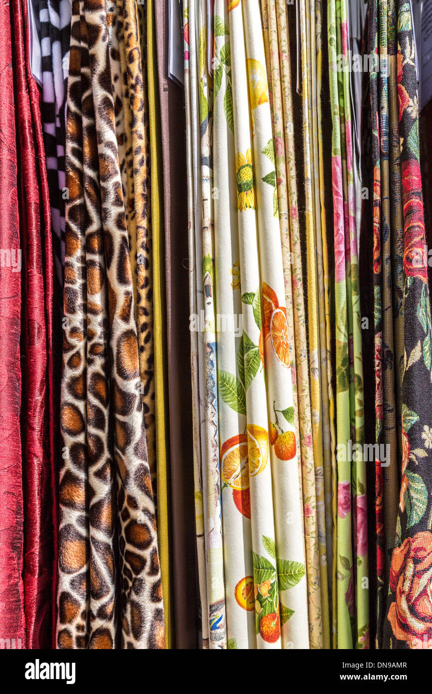 colorful fabric textures, hanging Stock Photo - Alamy