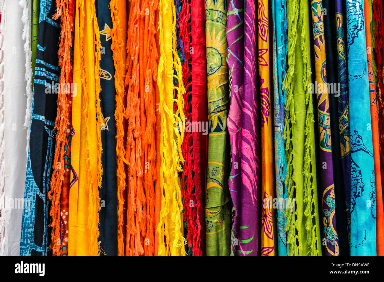 colorful fabric textures, hanging Stock Photo - Alamy