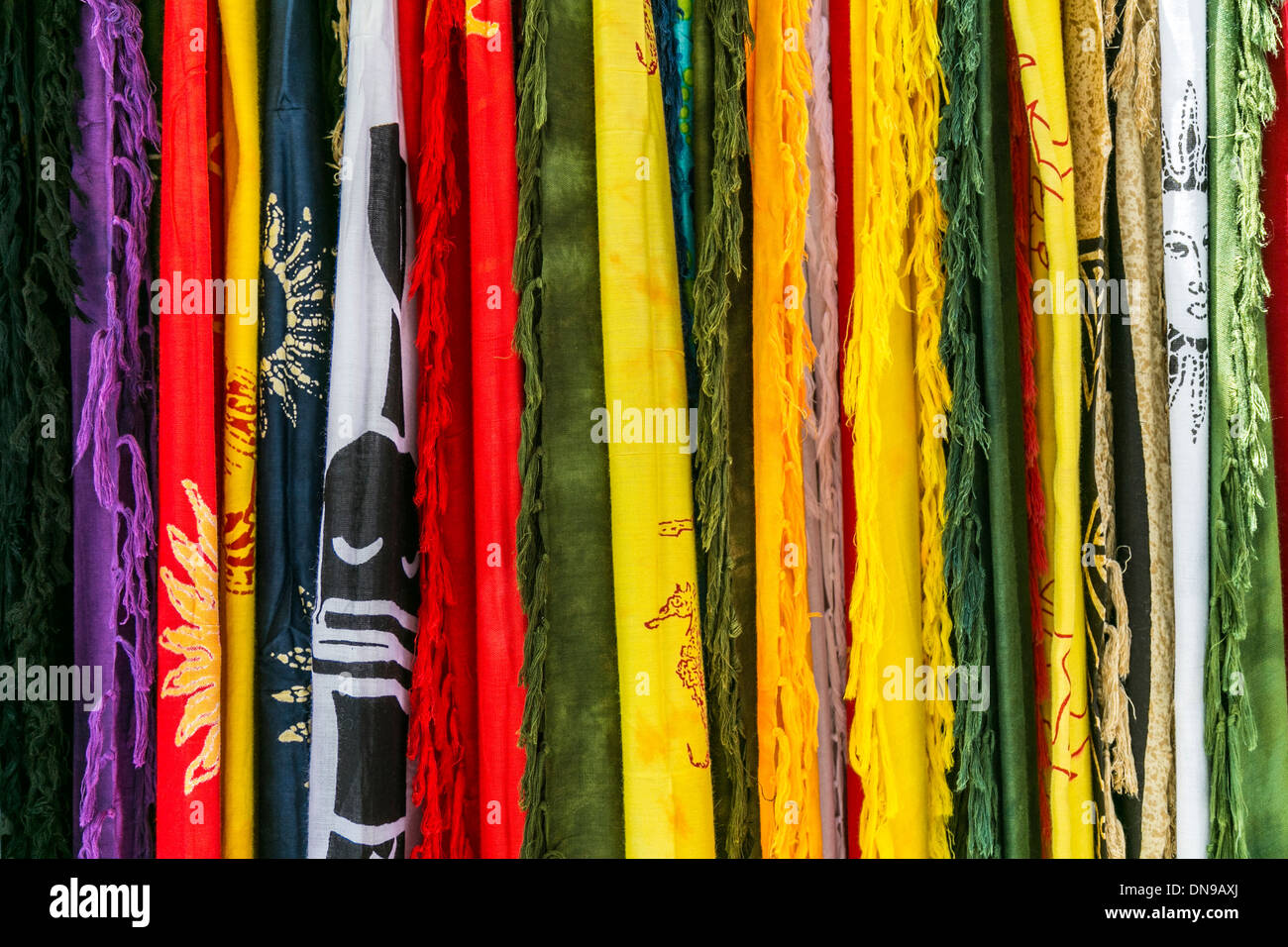 colorful fabric textures, hanging Stock Photo - Alamy