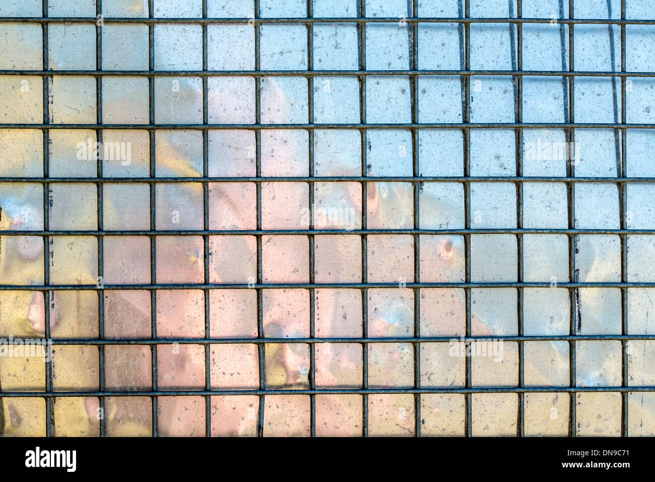 metal grid with mirroring surface in background Stock Photo - Alamy