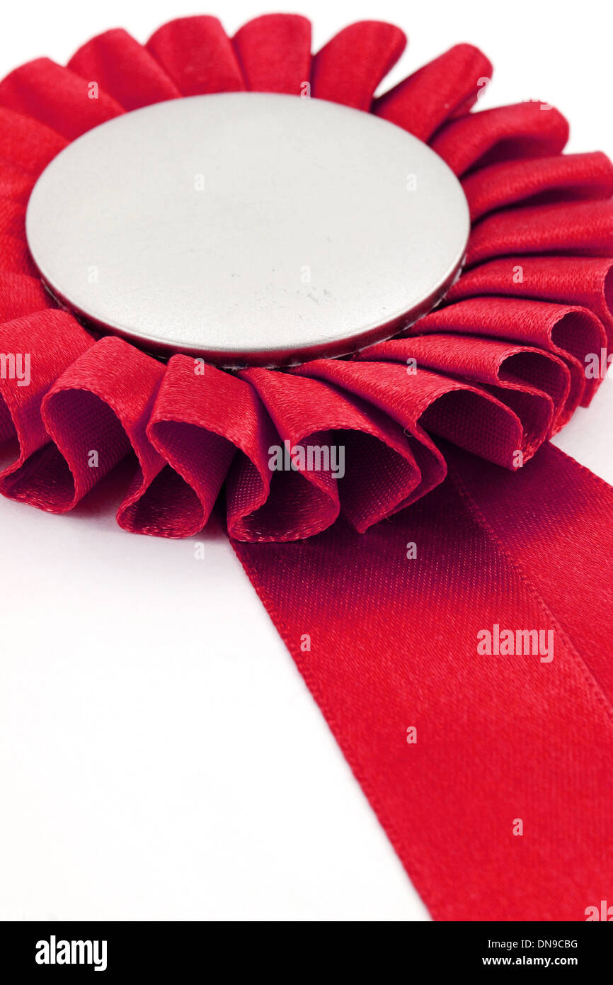 red award ribbons badge with white background Stock Photo - Alamy