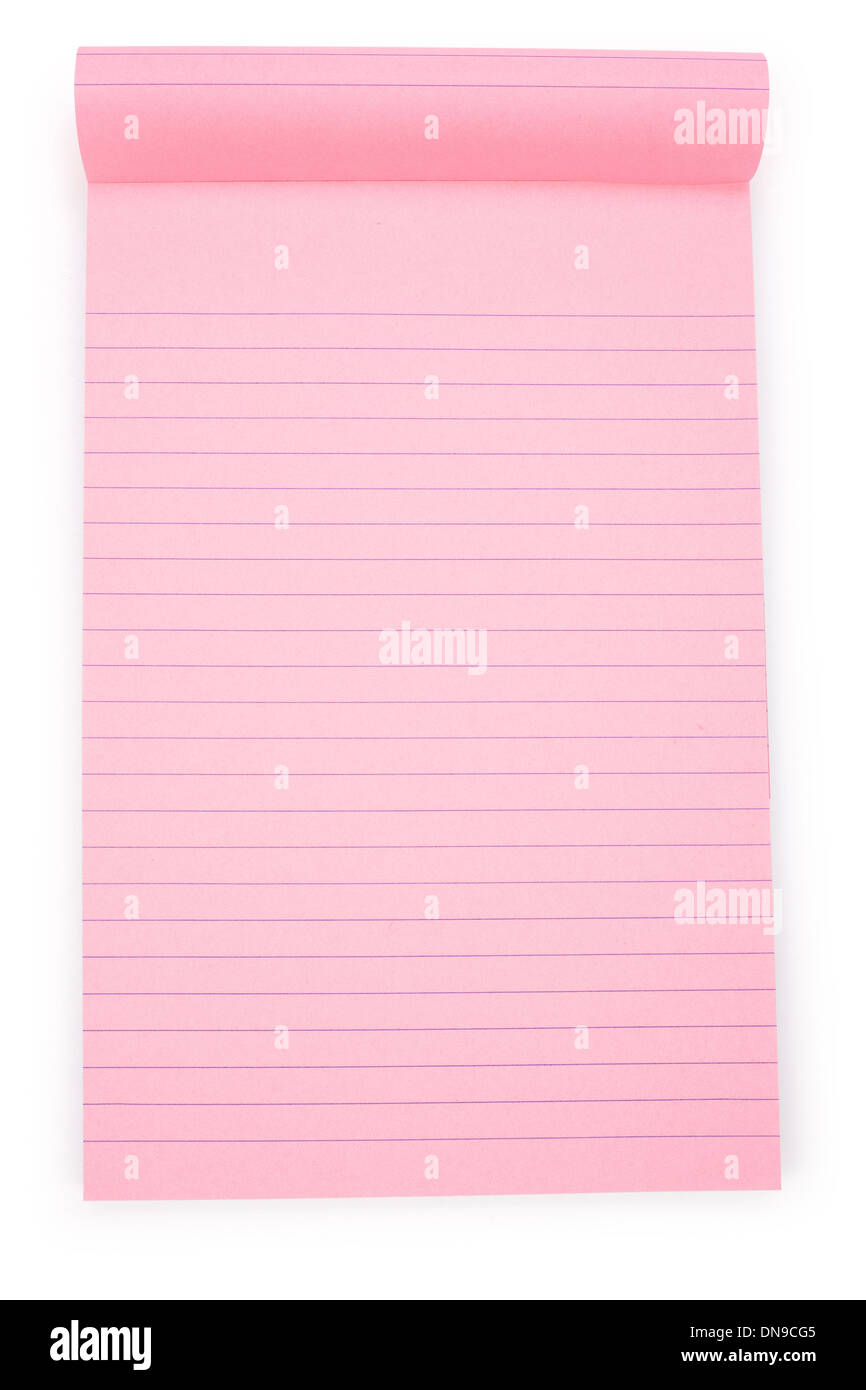 Pink Note Paper With White Background Stock Photo - Alamy