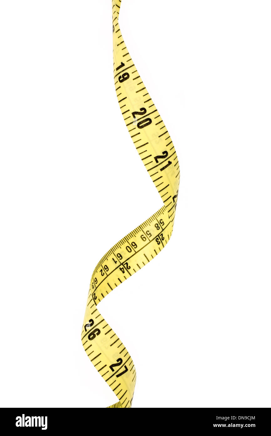 Yellow Tape Measure with white background Stock Photo - Alamy