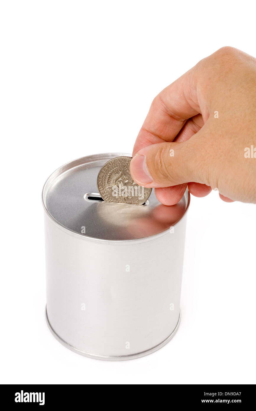 Coin donation tin box hi-res stock photography and images - Alamy