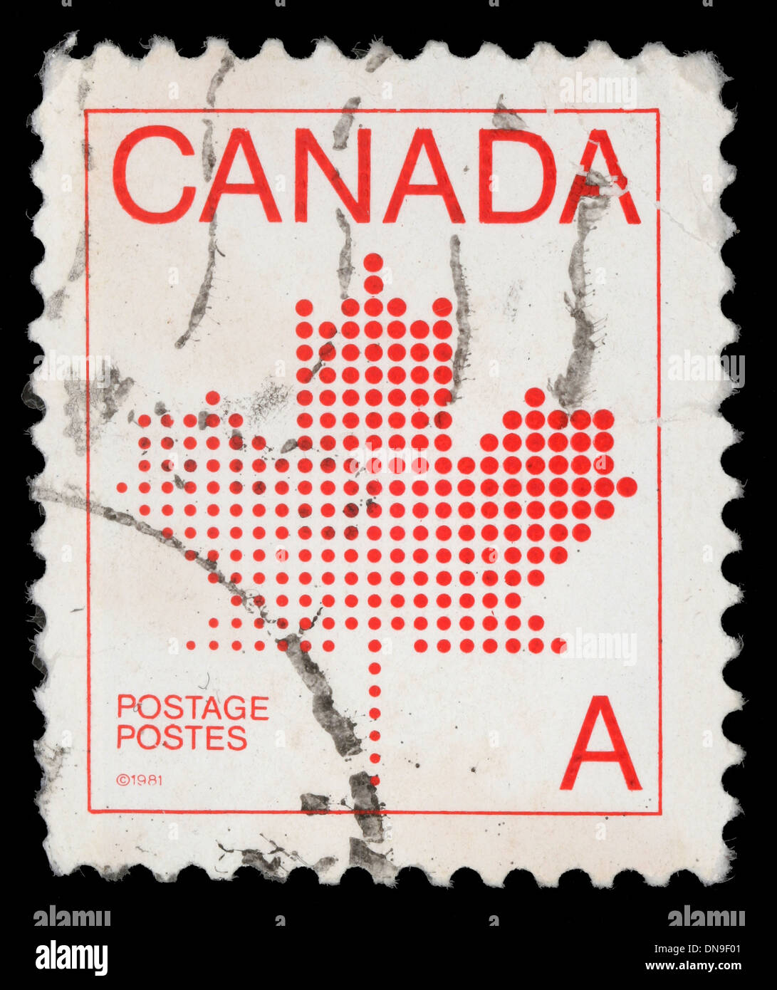 CANADA - CIRCA 1981: A stamp printed in Canada shows maple leaf, a ...