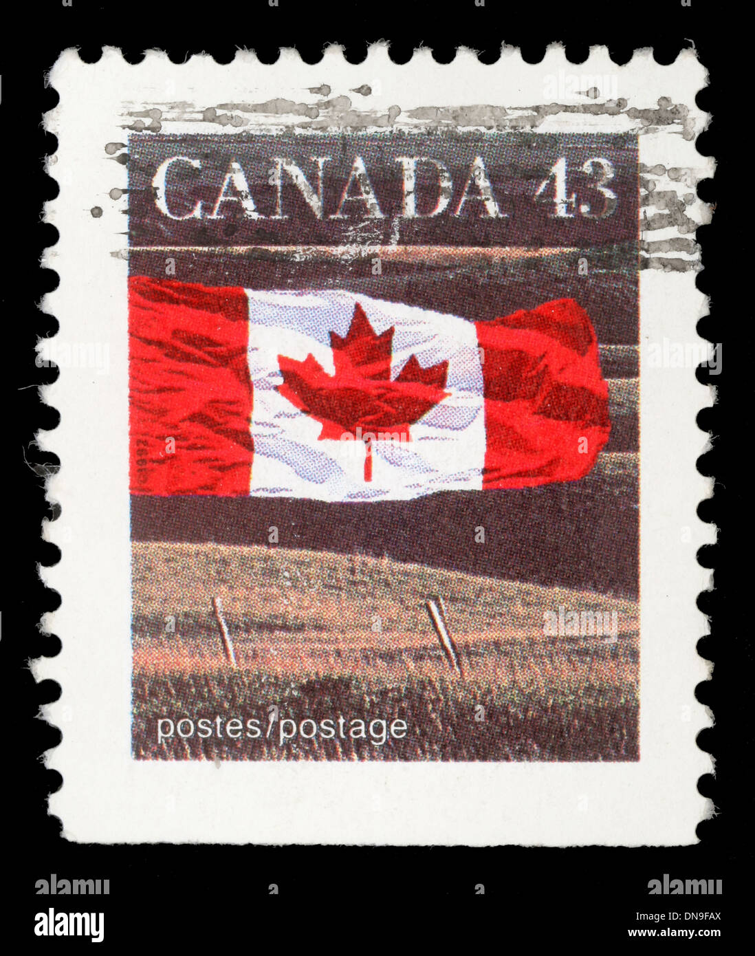 CANADA - CIRCA 1991: A stamp printed in Canada shows Canadian flag and ...