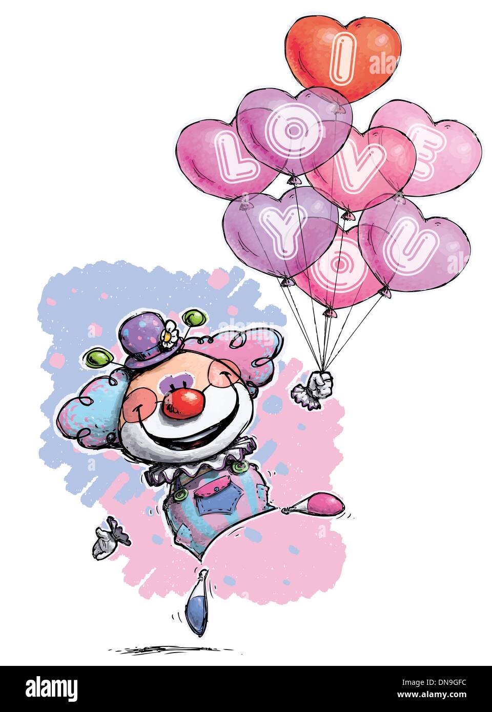 Clown with Heart Balloons Saying I Love You Stock Vector Image & Art ...