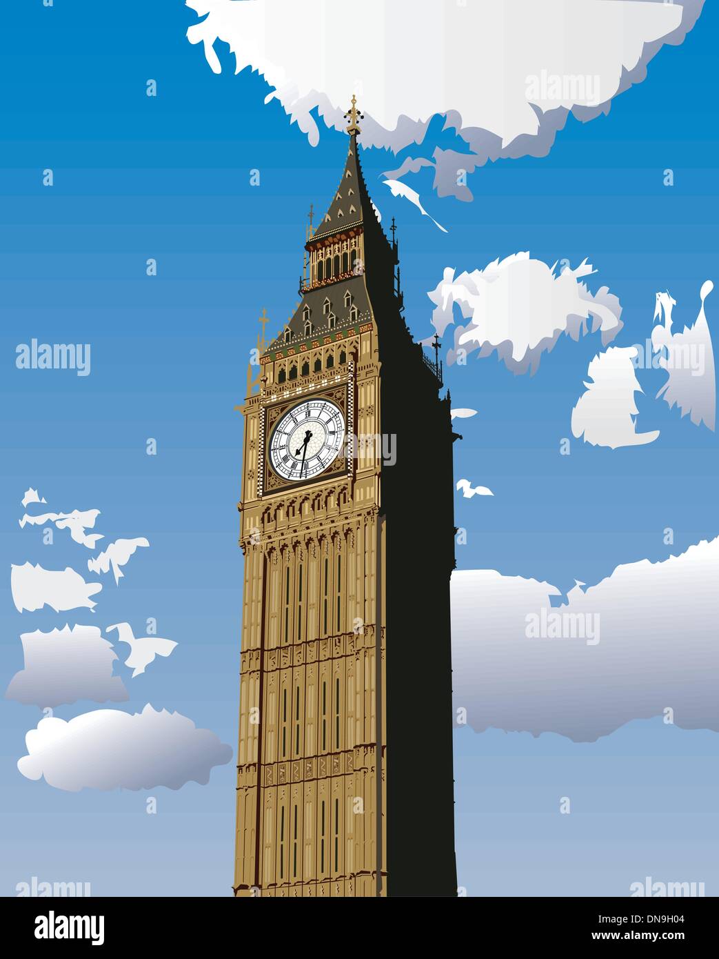 Big ben clock one Stock Vector Images - Alamy
