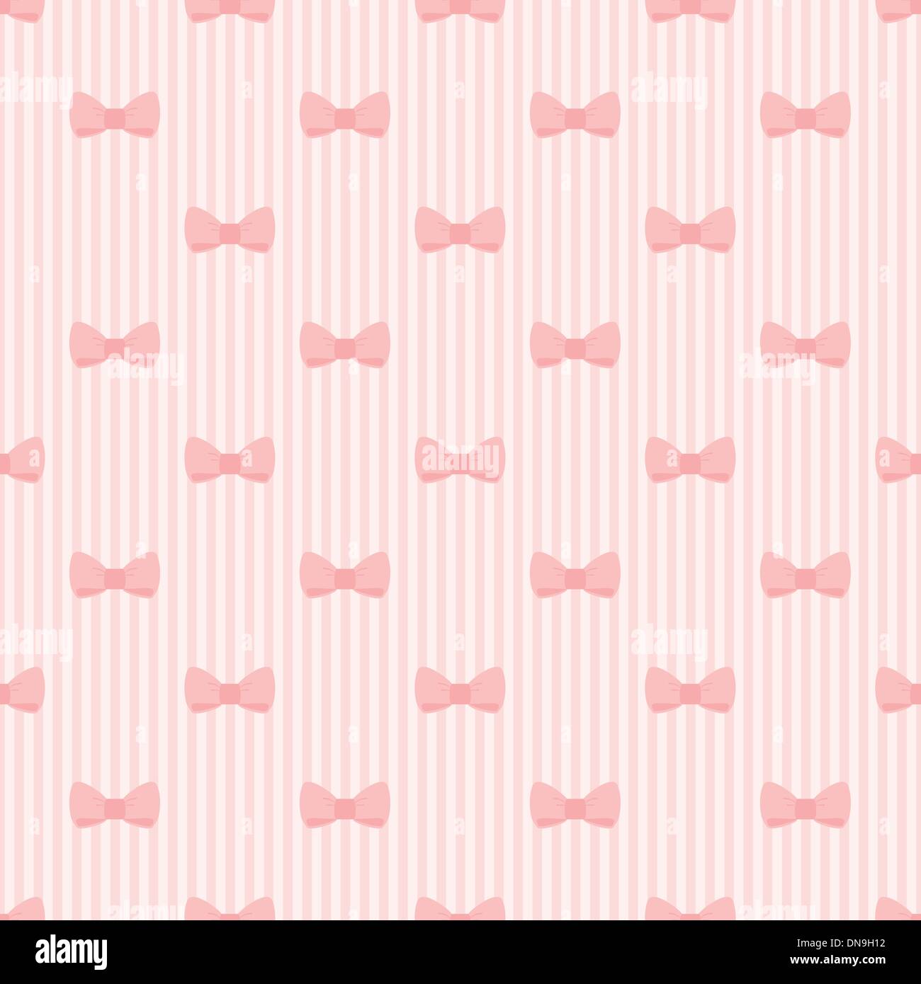 Seamless vector pattern with bows on a pastel pink strips background ...