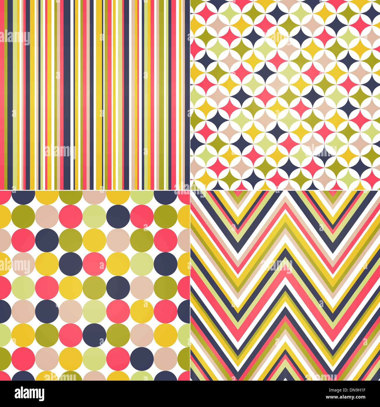 seamless stripes, zig zag and polka dots background Stock Vector Image ...