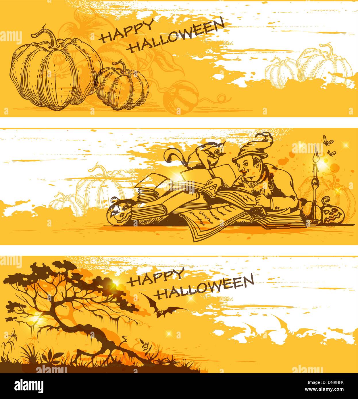 Yellow Halloween banners Stock Vector Image & Art - Alamy
