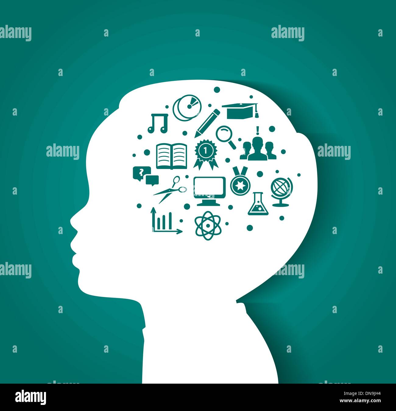 Cartoon illustration child mind head hi-res stock photography and ...