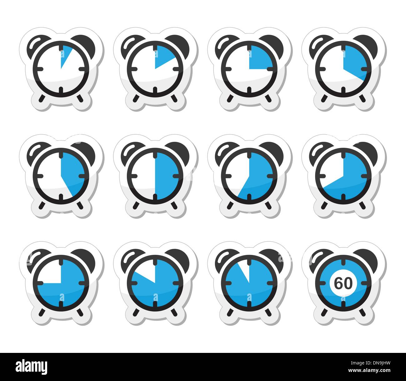 Blue vector clock digital Cut Out Stock Images & Pictures - Alamy