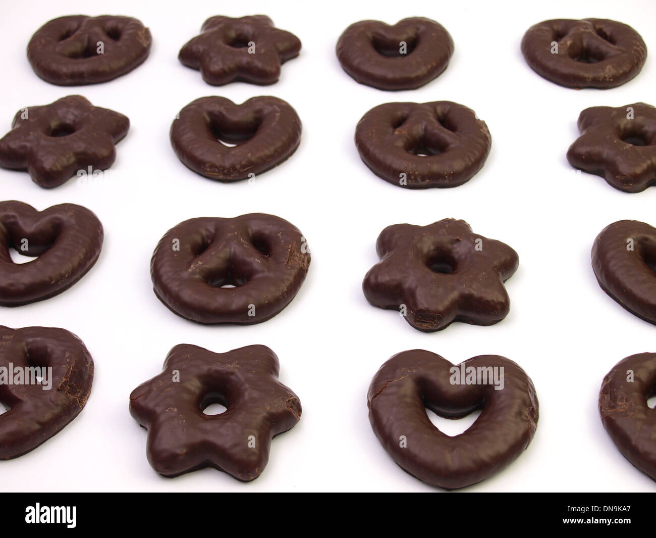 Chocolate covered gingerbread shapes Stock Photo - Alamy
