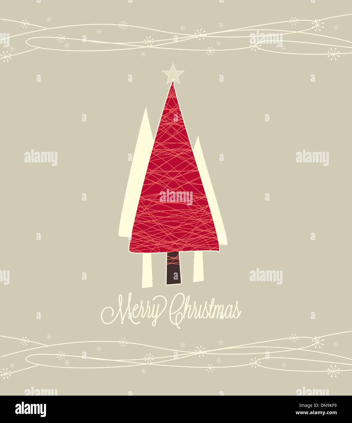 Christmas tree decorated traditional red Stock Vector Images - Alamy