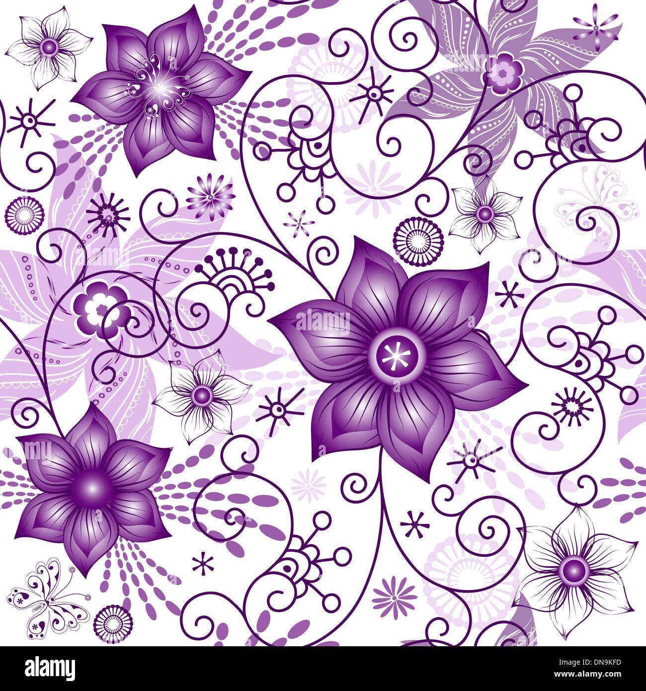 Seamless spring white-violet pattern Stock Vector Image & Art - Alamy