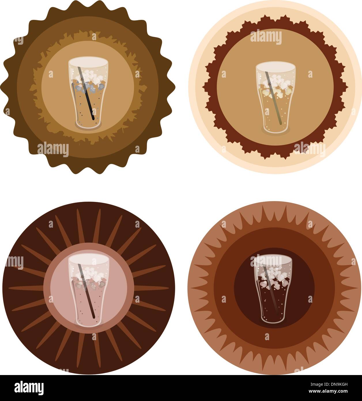 Four Type of Iced Coffee on Retro Round Label Stock Vector Image & Art ...