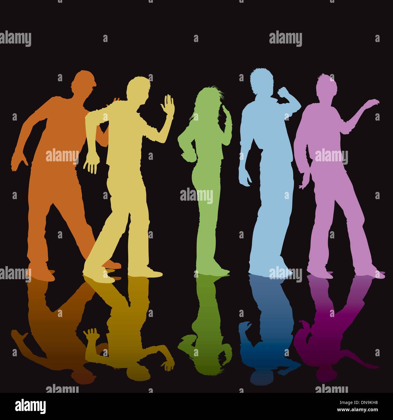 Colored Dancing Silhouettes Stock Vector Image & Art - Alamy