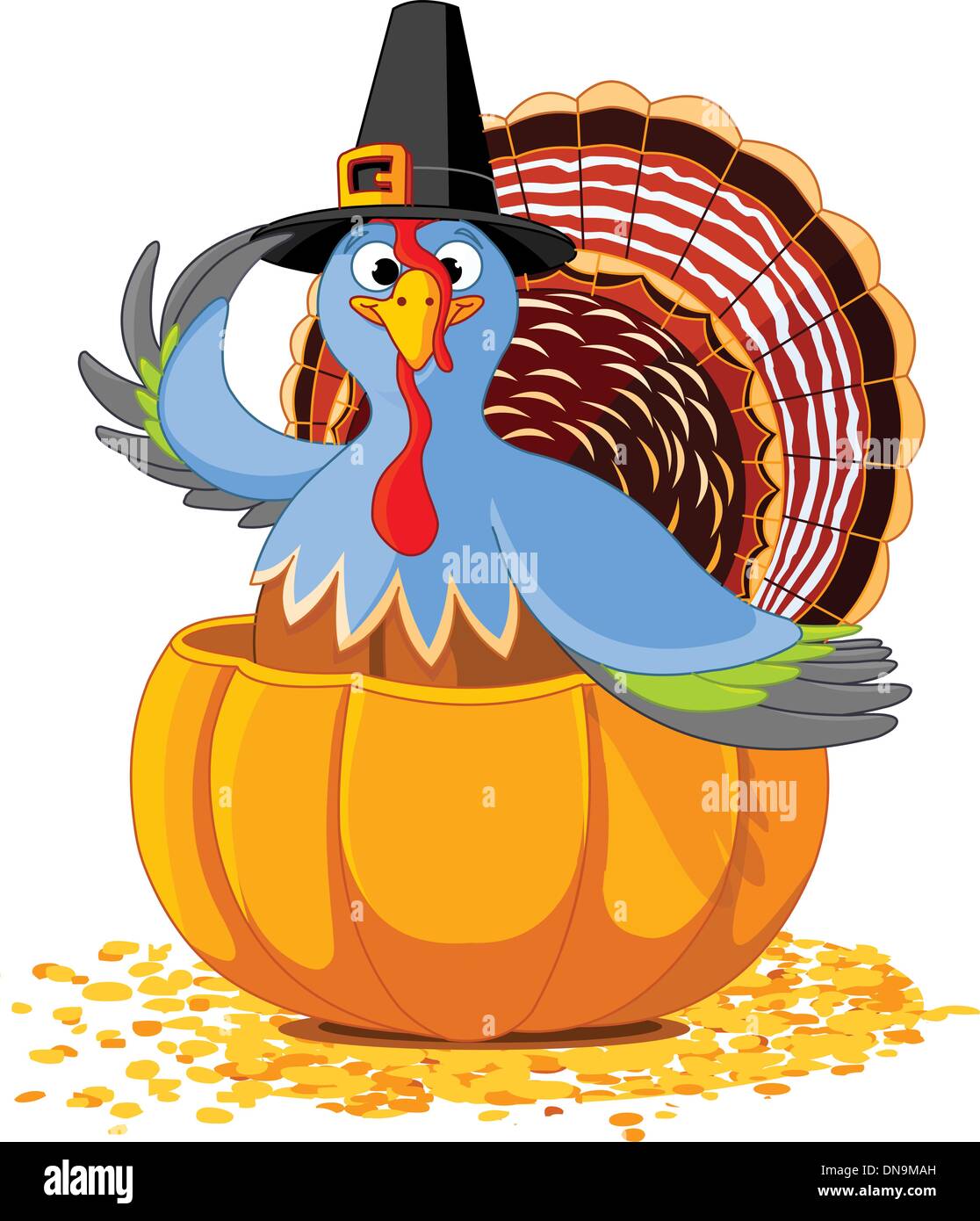 Cartoon thanksgiving pilgrim hat pumpkin Stock Vector Images - Alamy
